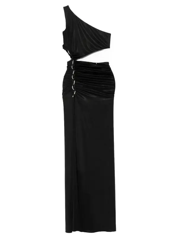 NISSA Open-back Ruched Maxi Dress - Black