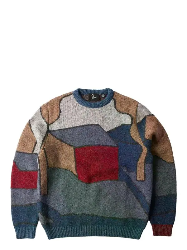 PARRA Jacquard Crew Neck Sweater - Blue