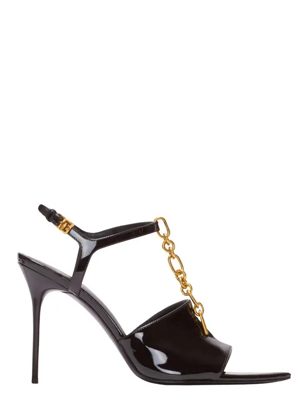Balmain Patent Leather Heeled Mules - Black