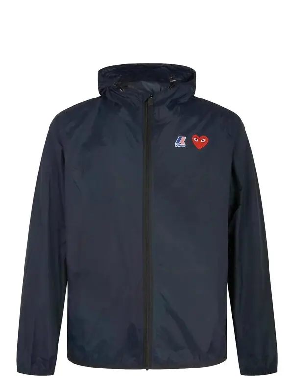 Play Comme Des Garcon Heart-patch Hooded Jacket - Blue