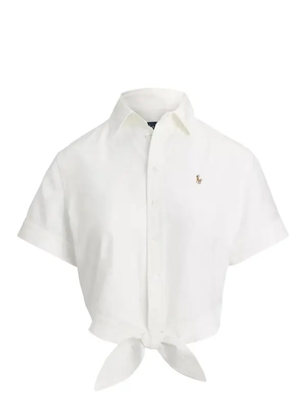 Polo Ralph Lauren Tied-front Short-sleeve Shirt - White