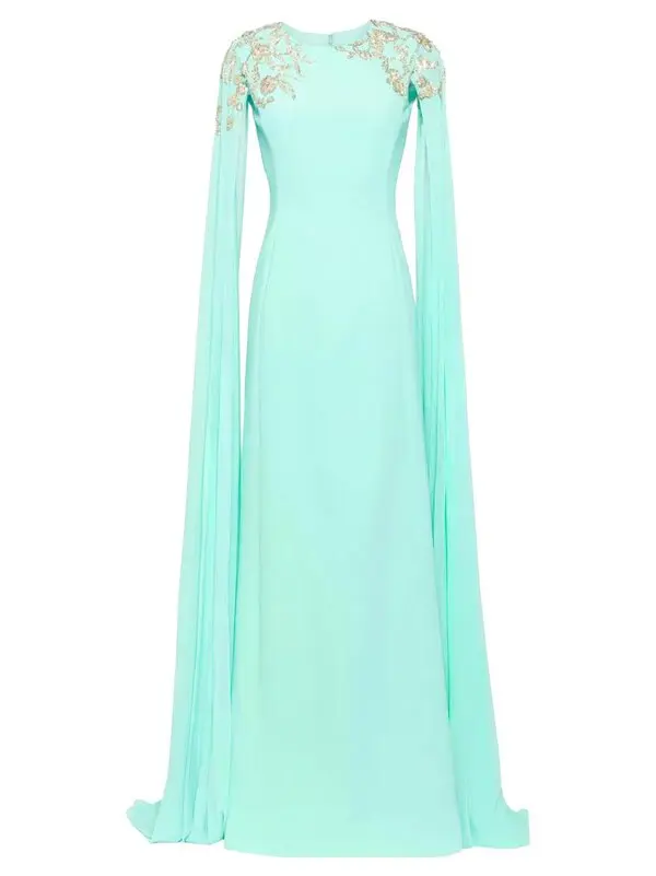SAIID KOBEISY Embellished Crepe Kaftan Gown - Green