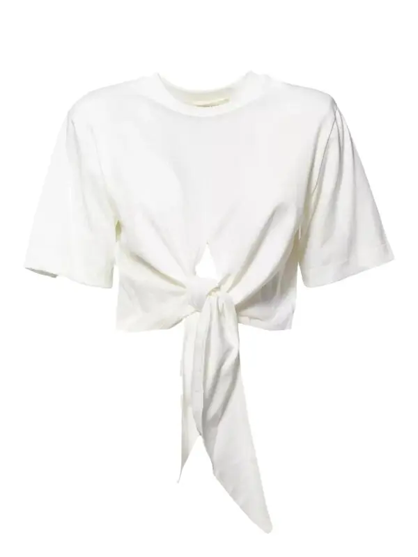 NINEMINUTES Tie-front Short-sleeve T-shirt - White