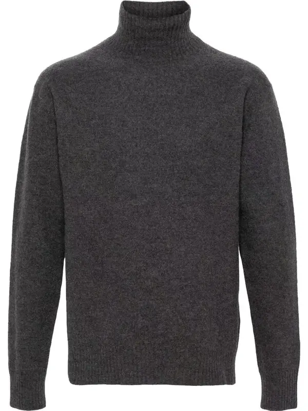 JIL SANDER High-neck Boiled Wool Sweater - Grey