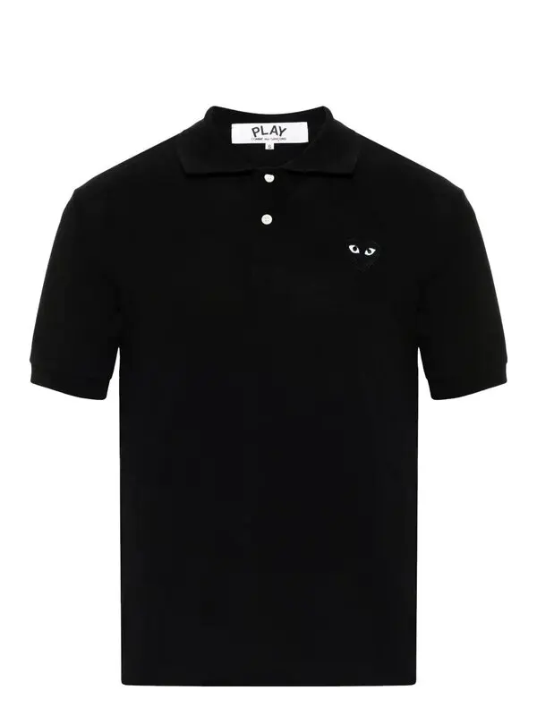 Play Comme Des Garcon Heart-patch Cotton Polo Shirt - Black