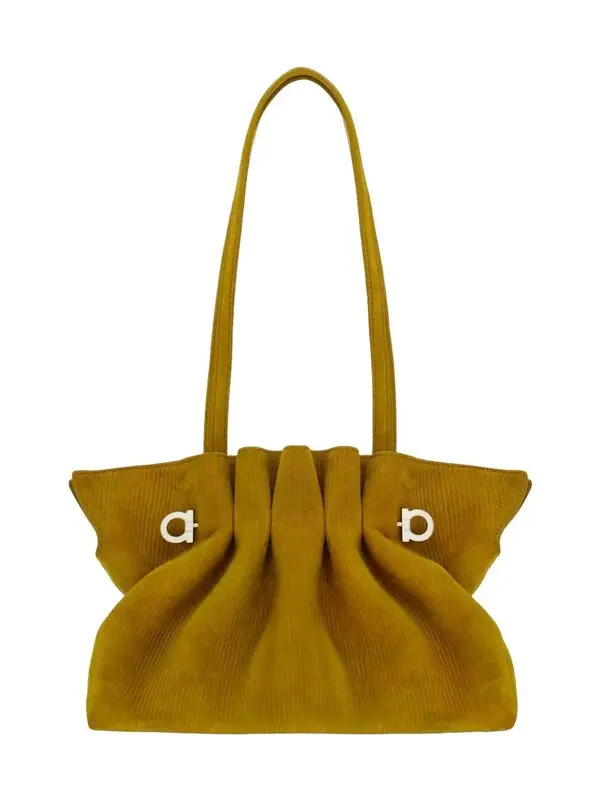 FERRAGAMO Suede Soft Shoulder Bag - Yellow