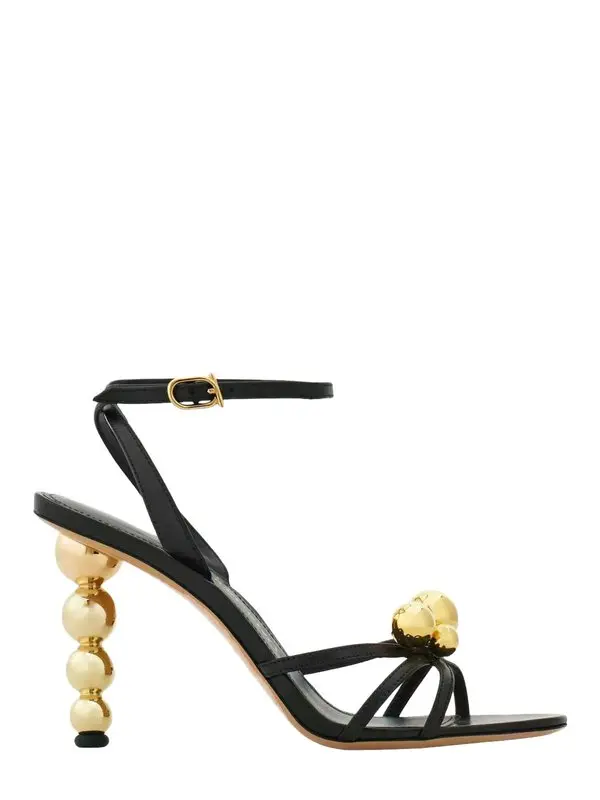 FERRAGAMO Ball-embellished Strappy Sandals - Black