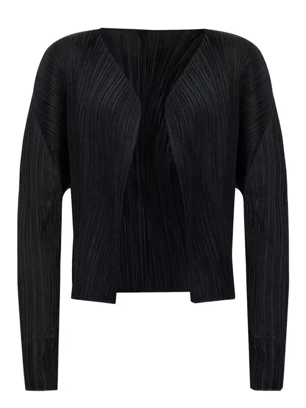 Issey Miyake Pleated Open-front Cardigan - Black