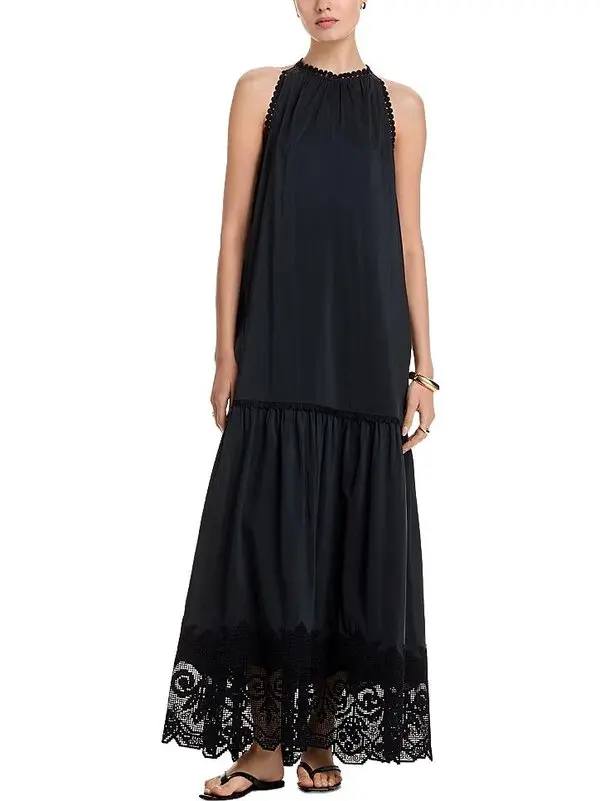Kobi Halperin Teri Lace Trim Maxi Dress - Black