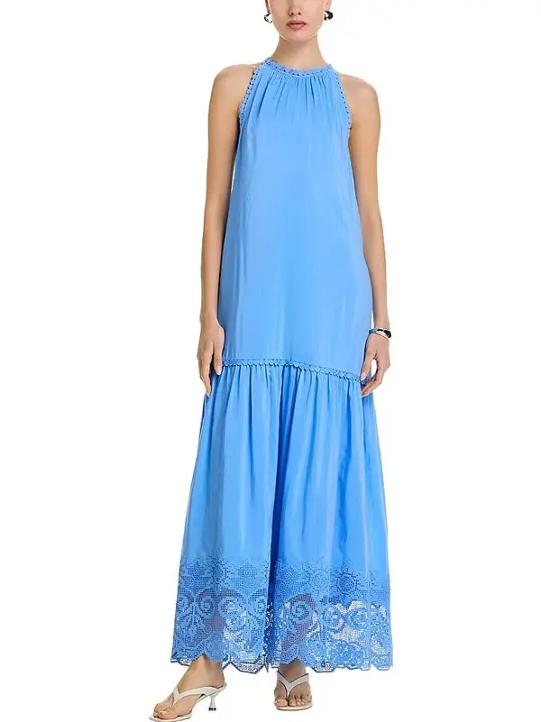 Kobi Halperin Teri Lace Trim Maxi Dress - Sky Blue