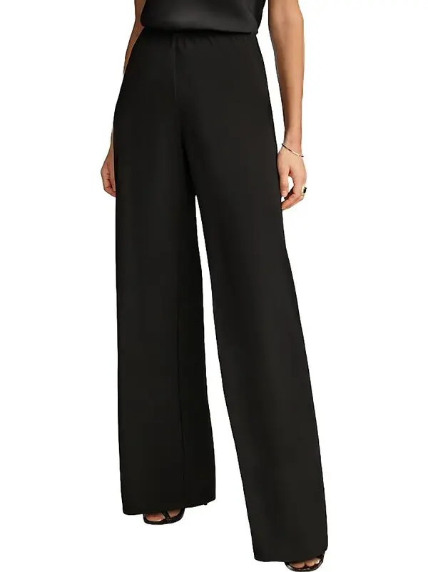 Donna Karan New York Wide Leg Flat Front Pants - Black