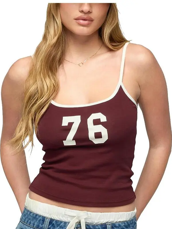 EDIKTED 76 Contrast Tank Top - Wine
