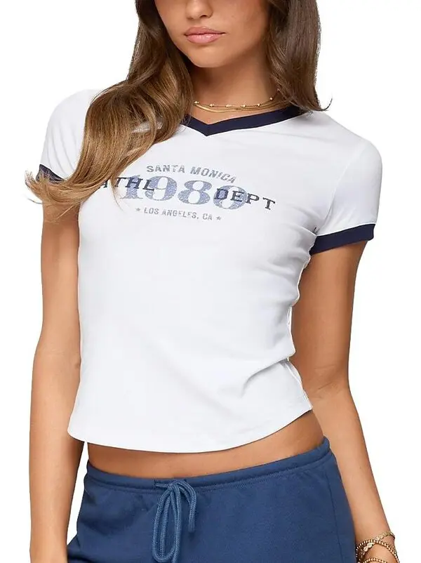 EDIKTED V-neck T-shirt - White