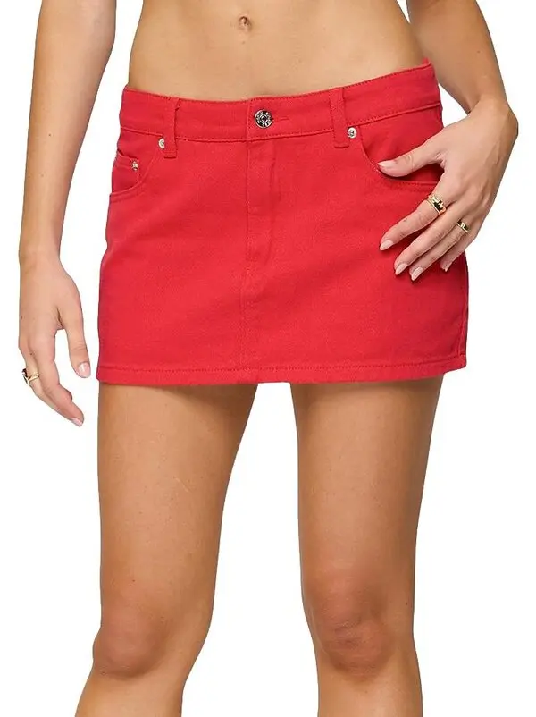 EDIKTED Arbel Denim Mini Skirt - Red