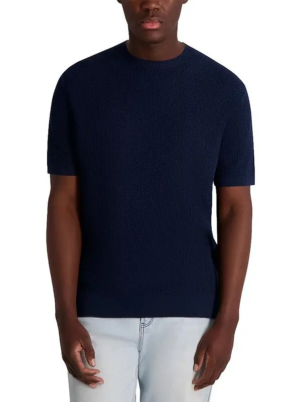 Karl Lagerfeld Paris Waffle Knit Textured Tee - Navy Blaze