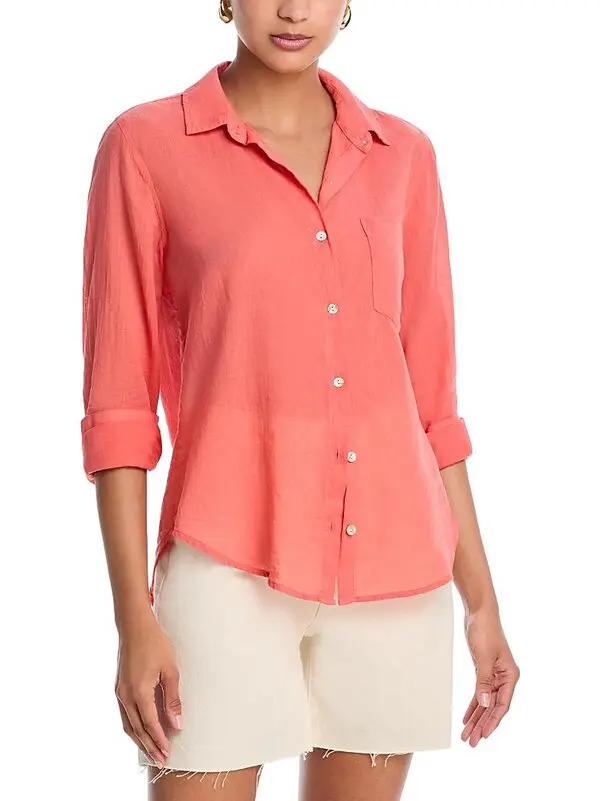Bella Dahl Pocket Button-down Shirt - Bright Tangerine