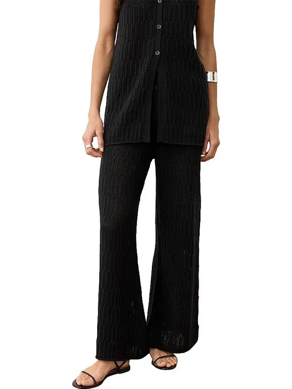 Marine Layer Ray Open Knit Sweater Pants - Black