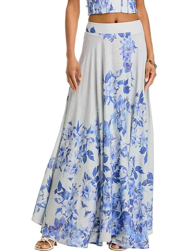 Aqua Floral Skirt - Blue