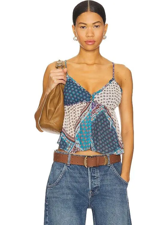 Free People Printed Alix Tank - Ocean Combo
