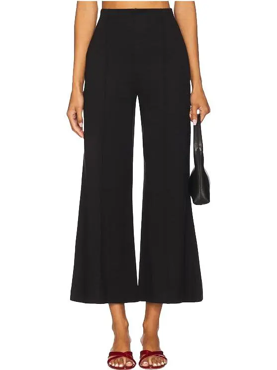 RIPLEY RADER Ponte Knit Cropped Wide Leg Pants - Black