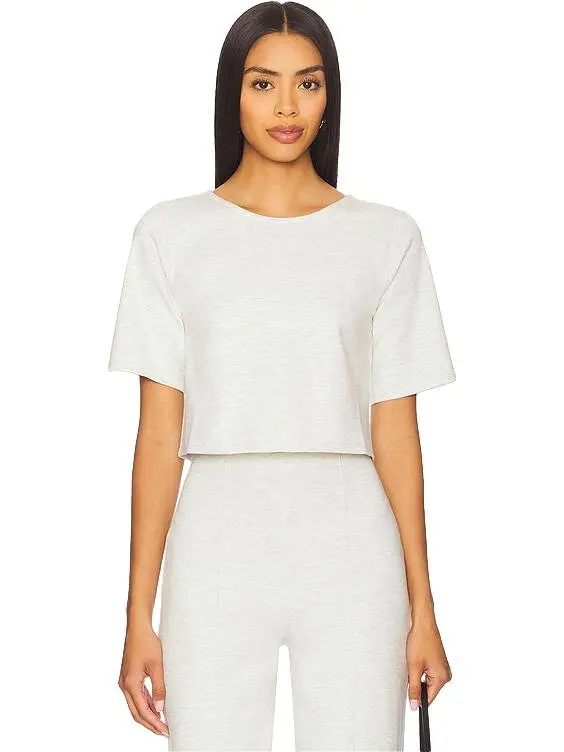 RIPLEY RADER Ponte Knit Short Sleeve Top - Heather Grey