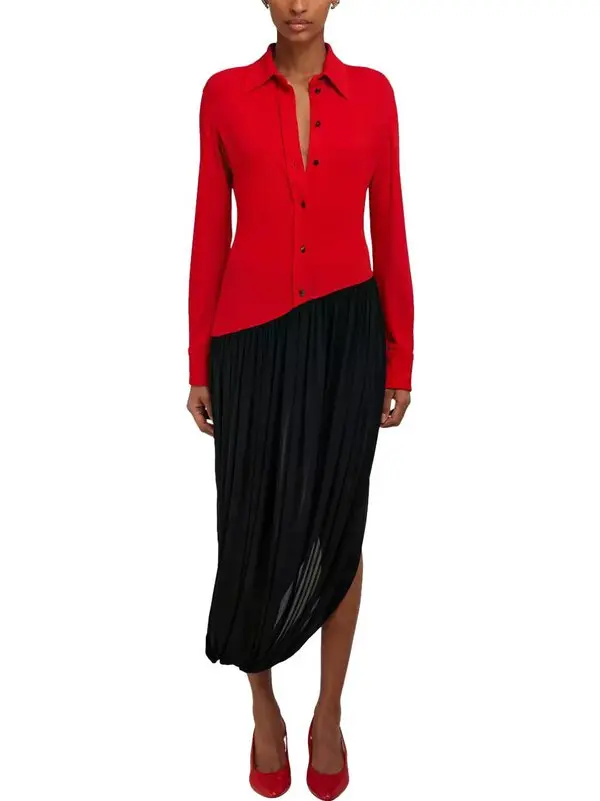 FERRAGAMO Button-up Asymmetrical Dress - Red