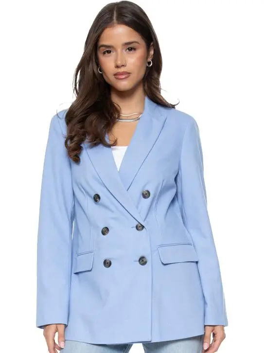 BLUE REVIVAL Oversized Double-breasted Blazer - Periwinkle Blue
