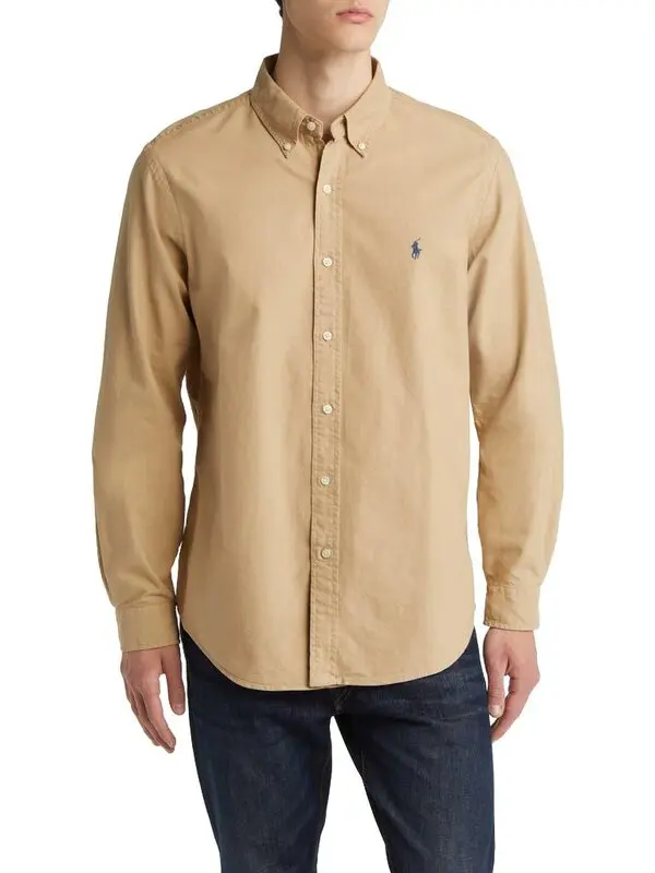 Polo Ralph Lauren Classic Fit Garment Dyed Cotton Button-down Oxford Shirt - Surrey Tan