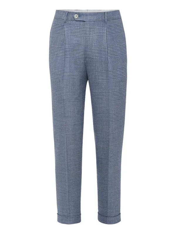 Brunello Cucinelli Prince Of Wales Pattern Trousers - Denim