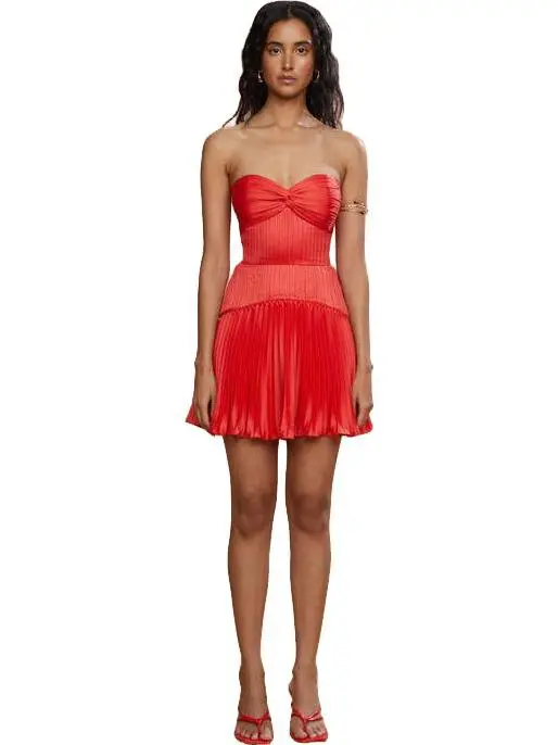 AMUR Catrina Mini Pleated Dress - Red Rock
