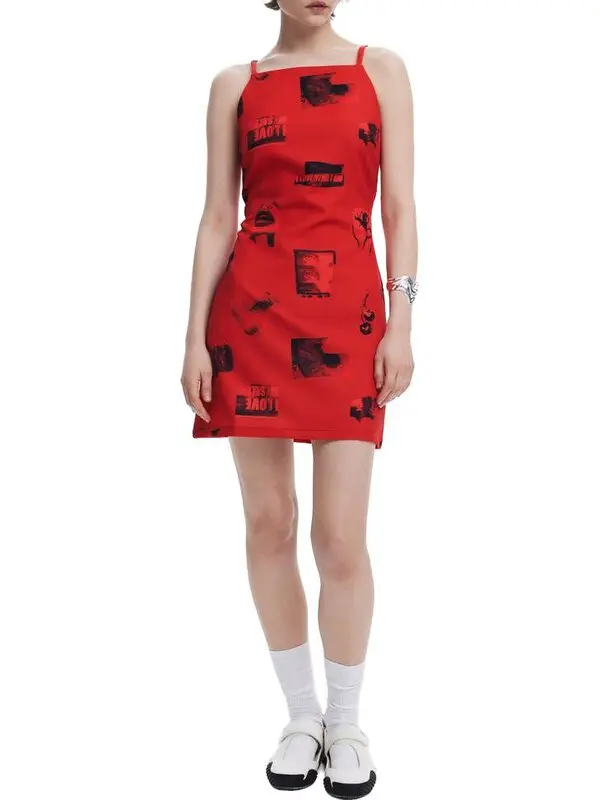 Desigual Printed Mini Dress - Red