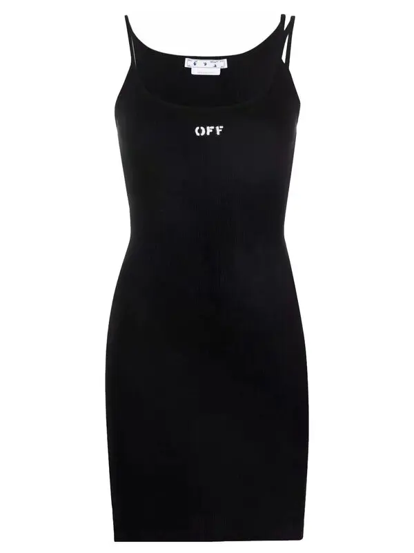 Off-White Off-stamp Ribbed Dress - Black