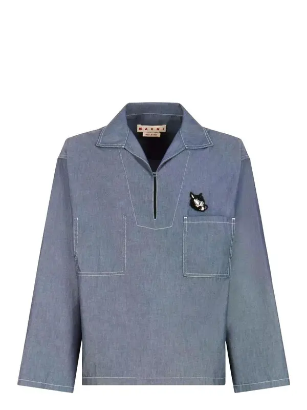 Marni Polo-collar Chambray Shirt - Blue