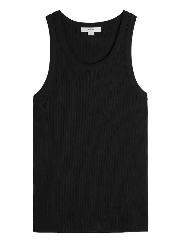 Vince Ribbed Cotton-blend Tank - Black