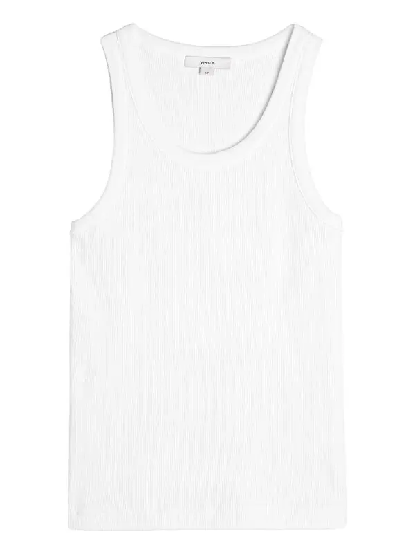 Vince Ribbed Cotton-blend Tank - White