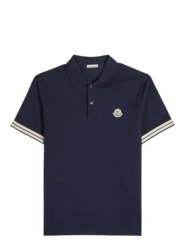 Moncler Piqué Cotton Polo Shirt - Navy