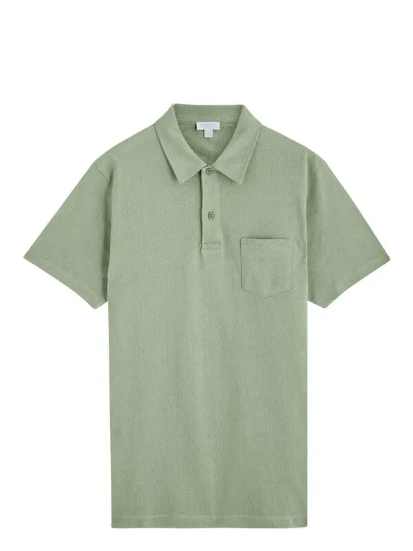 Sunspel Riviera Woven Cotton Polo Shirt - Light Green