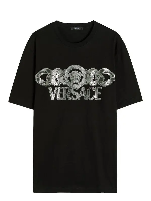 Versace Logo-printed Cotton T-shirt - Black