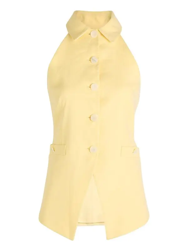 Veronica Beard Orlinda Linen-blend Top - Yellow