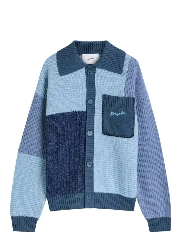 Axel Arigato Franco Colour-block Wool-blend Cardigan - Blue