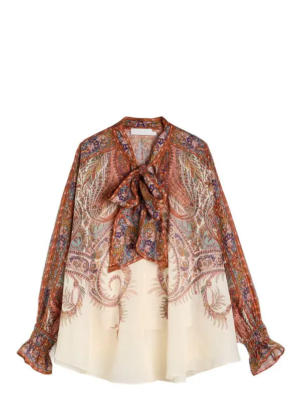 Zimmermann Rhiannon Printed Ramie Blouse - Multi Print