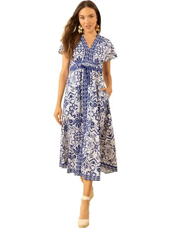 Hale Bob Galilea Poplin Dress - Blue