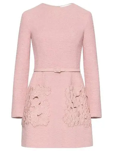 Oscar De La Renta Cherry Blossom Cutout Tweed Mini Dress - Natural