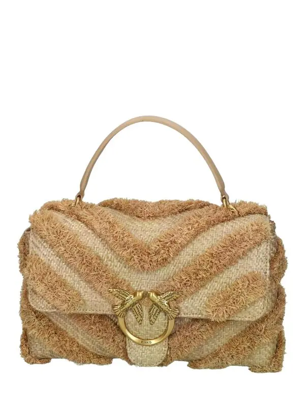 Pinko Fringed Chevron Shoulder Bag - Neutrals