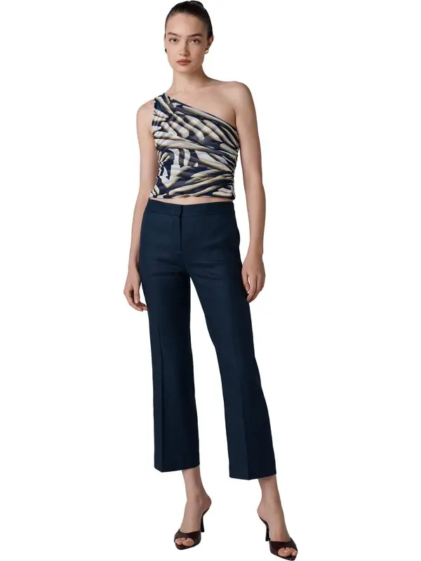 Diane Von Furstenberg Athena One-shoulder Top - Savanna Shadow Navy