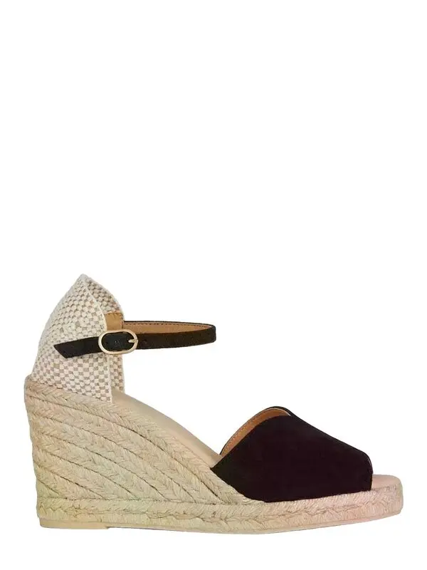 Geox Espadrille Wedge Heel Sandals - Black
