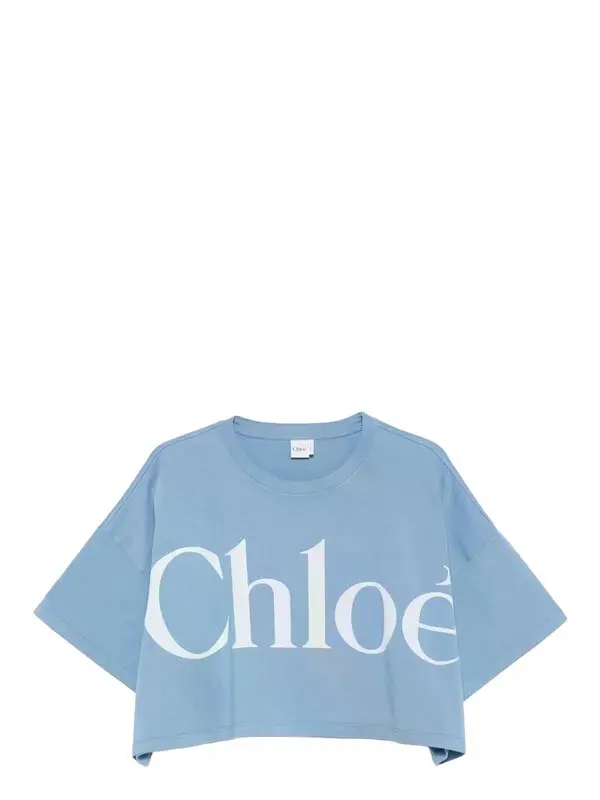 Chloé Logo-print Cropped T-shirt - Blue