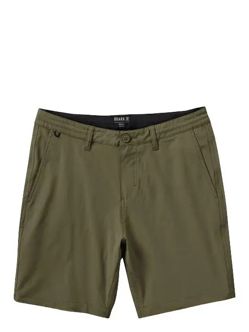 ROARK Hytide Flat Front Hybrid Performance Shorts - Military