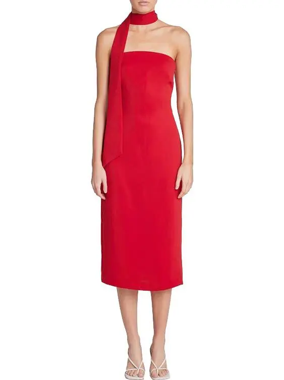 Endless Rose Choker Tie Sleeveless Midi Dress - Red