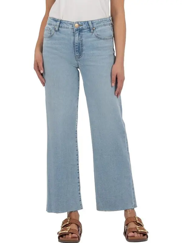 Kut From The Kloth Raw Hem Ankle Wide Leg Jeans - Block